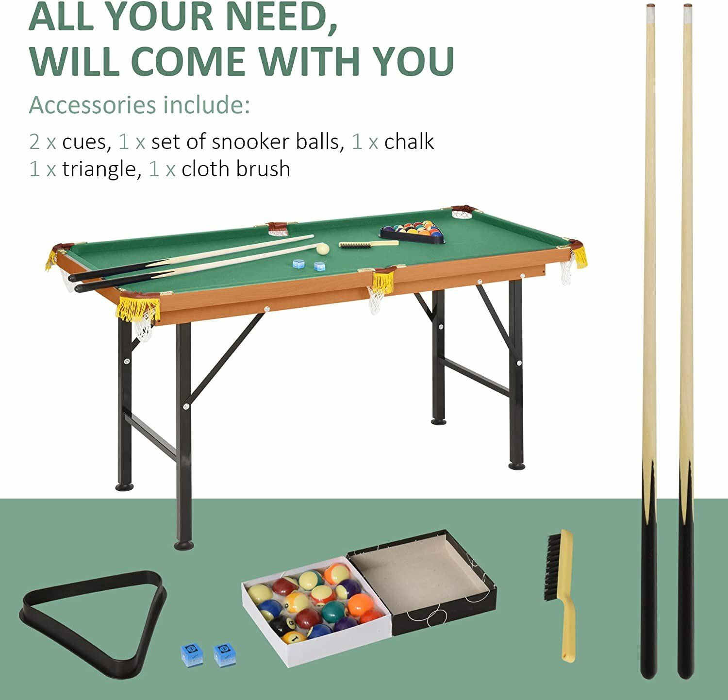 Folding Billiard Game Pool table for Adults with Cue Balls Rack mesa de ...