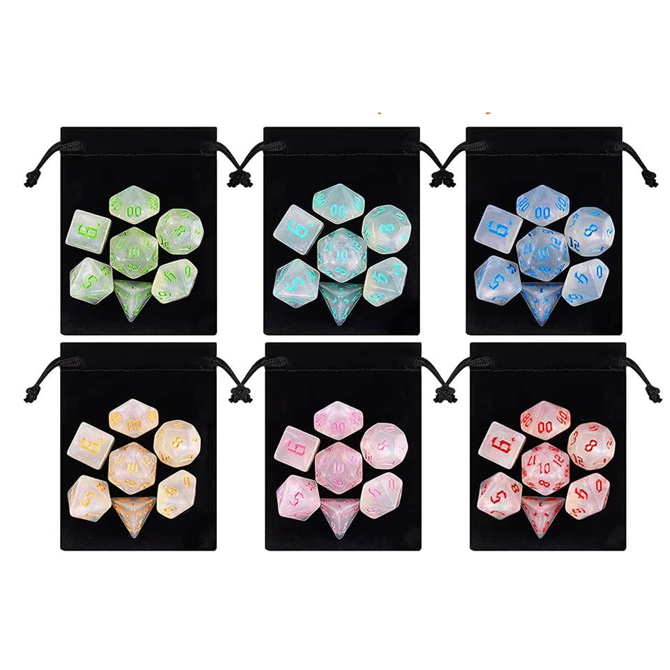 7Pcs/Set Polyhedral DND Dice Multi-Colors D4 D6 D8 D10 D12 D20 ...