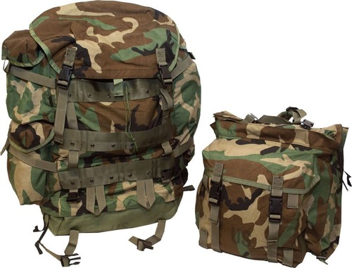 USGI Field Pack Patrol Combat Backpack w/ Frame Woodland Camo NSN 8465 ...