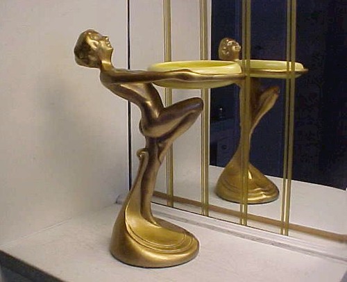 Art Deco 1920's Nude Lady Metal Statue w Bowl Ashtray - Frankart Era | eBay