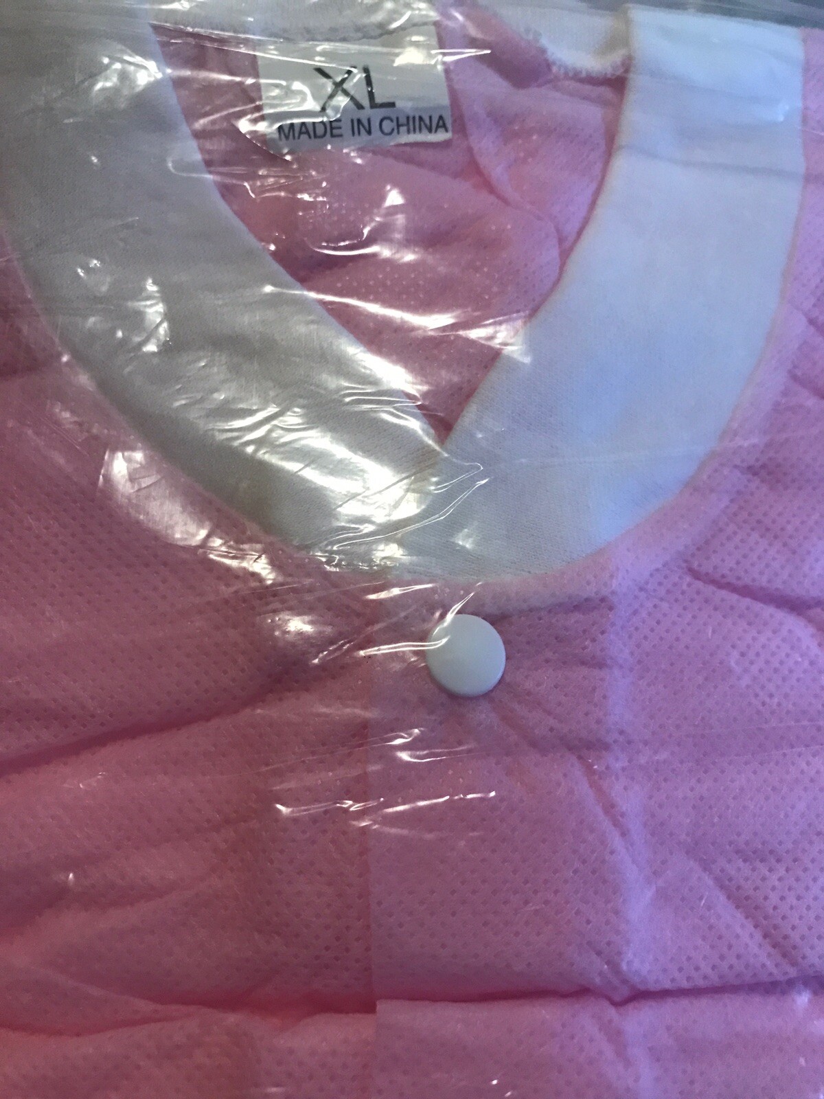 Pack Of 10 Pink Lab Coats, Size Xl Disposable with Snap Closure, Knit ...