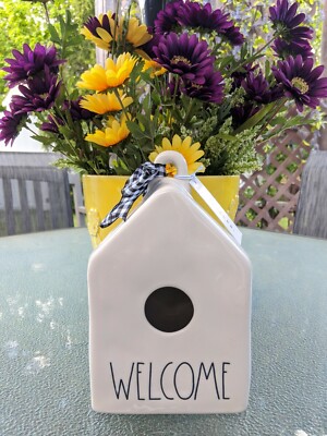 New With Tag Rae Dunn "WELCOME" Birdhouse LL Black and White Checkered ...
