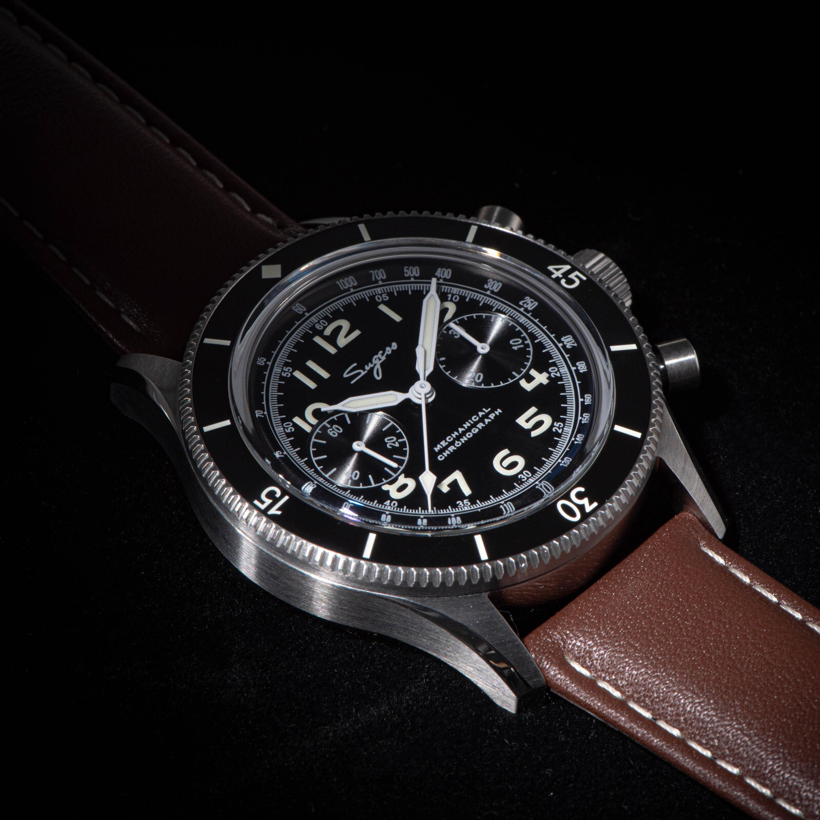 Sugess Chrono Heritage SWAN NECK Chrono Aviator Watch SEAGULL 1963 S423 ...