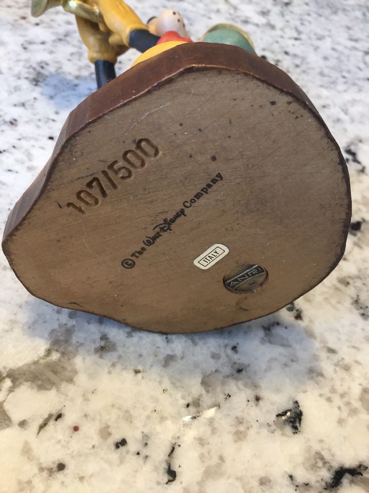 RARE VINT ANRI 6" WALT DISNEY GOOFY PLAYING TRUMPET WOOD CARVING ITALY ...