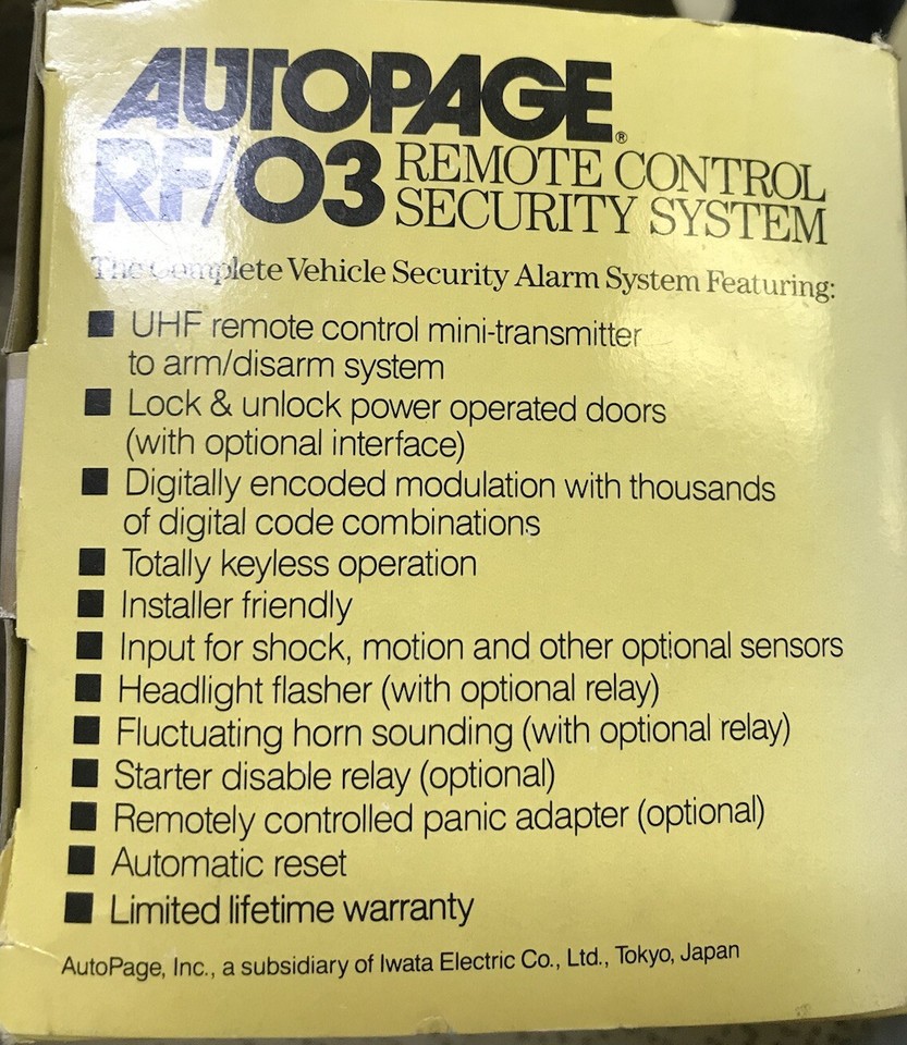 AutoPage RF/03 Professional Vehicle Security Alarm System New In Box | eBay