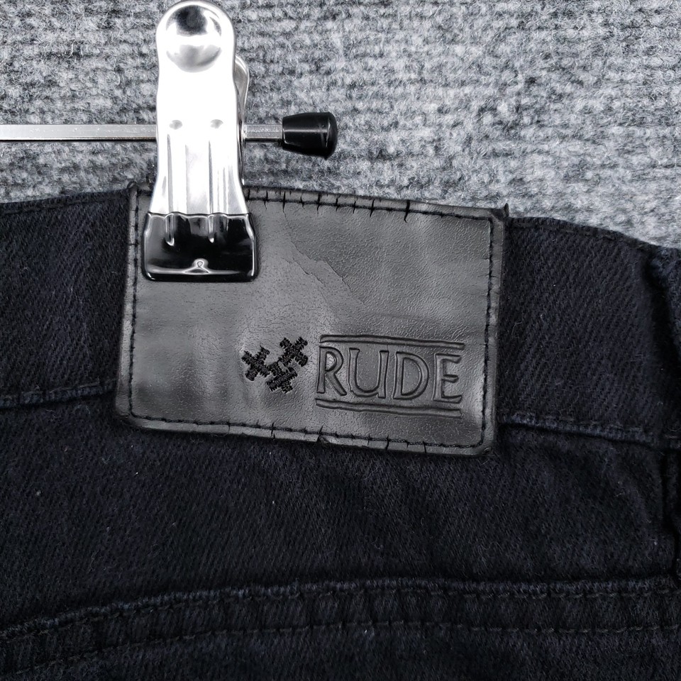 Rude Jeans Mens 32x32 Black Super Skinny Slim Fit Dark Wash Zip Fly ...