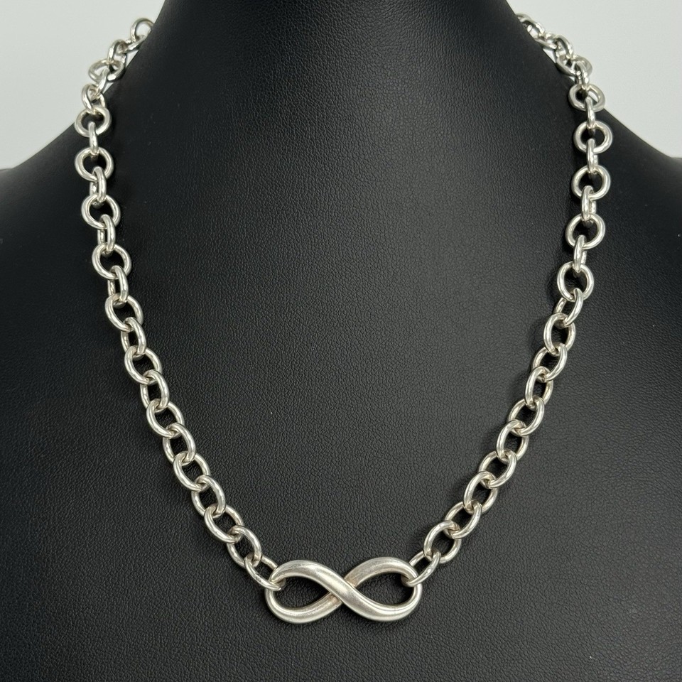 Tiffany & Co. Sterling Silver Infinity Link Pendant Necklace 16” | eBay