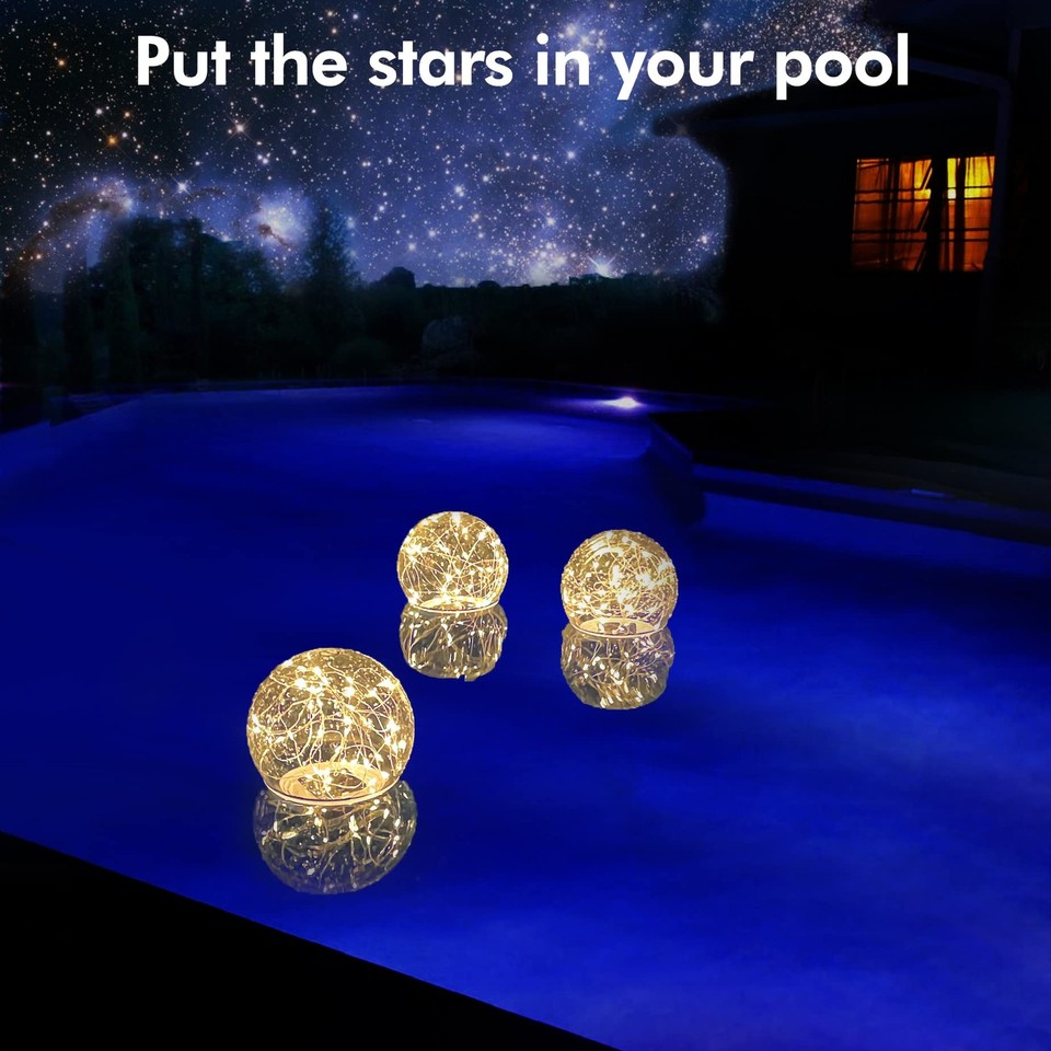 DeeprBlu Pool Chlorine Floater with Solar Ball Light, Floating Warm ...