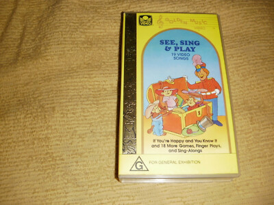 rare SEE, SING & PLAY 19 VIDEO SONGS VHS TAPE as NEW kids Golden Book ...