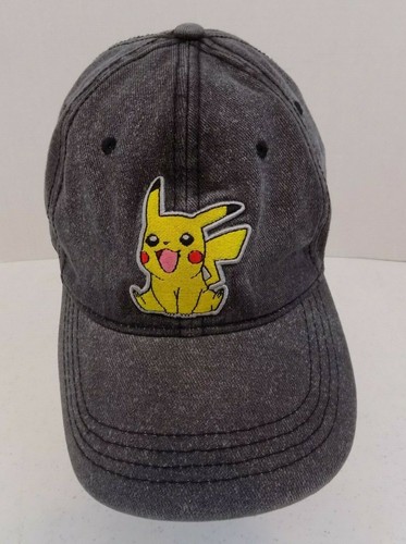 Pokemon ~ Pikachu ~ Gray Strap Back Hat/Cap ~ Embroidered ~ Cartoon | eBay