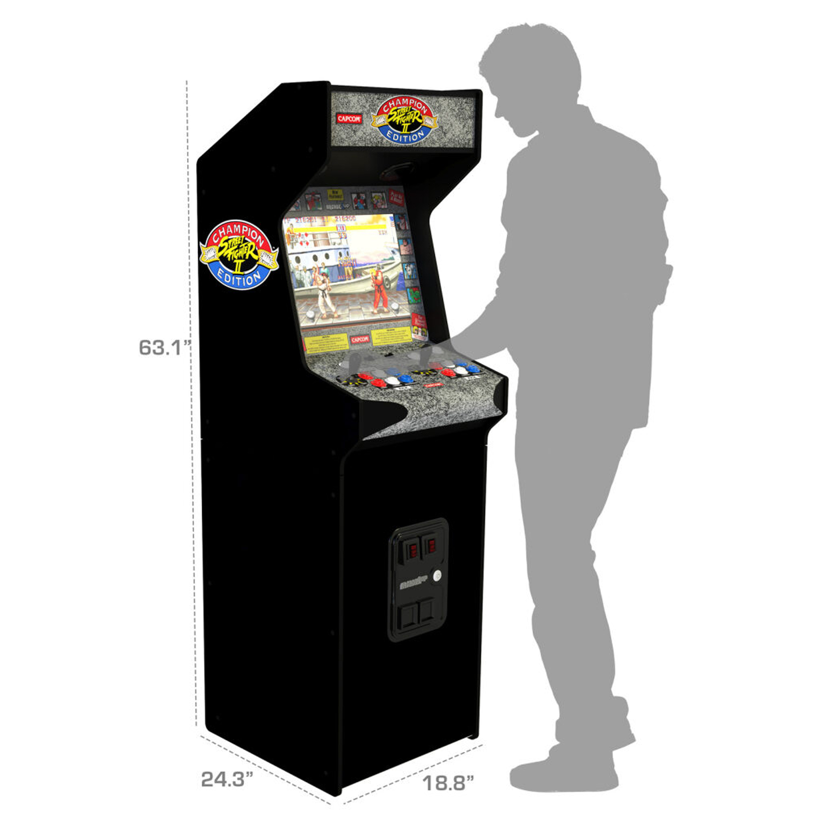 Arcade1Up Street Fighter II Deluxe 5ft Stand-Up Arcade Machine (For ...