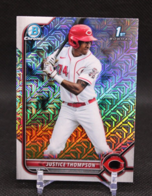 JUSTICE THOMPSON 1st Bowman Chrome MOJO "Refractor" 2022 Chrome Mega ...