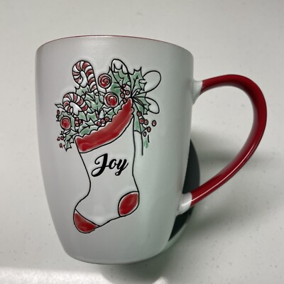 EMBOSSED JOY CHRISTMAS STOCKING COFFEE MUG 16 oz SPECTRUM DESIGNZ | eBay