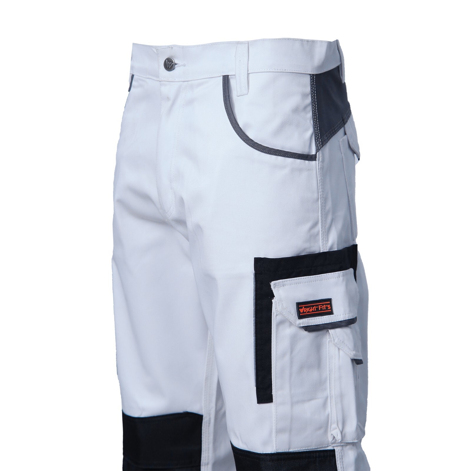 Mens Painters Decorators White Work Trousers With Cargo & Knee pad ...