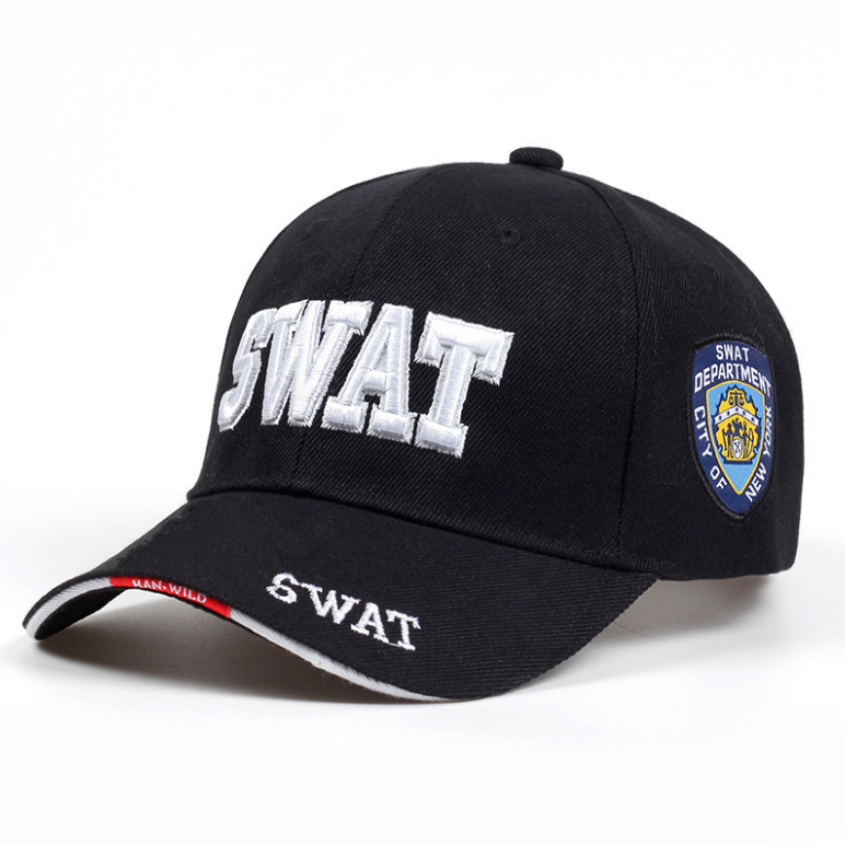 Police Hat Officer Baseball Cap Adjustable Black Hat Headwear Black ...