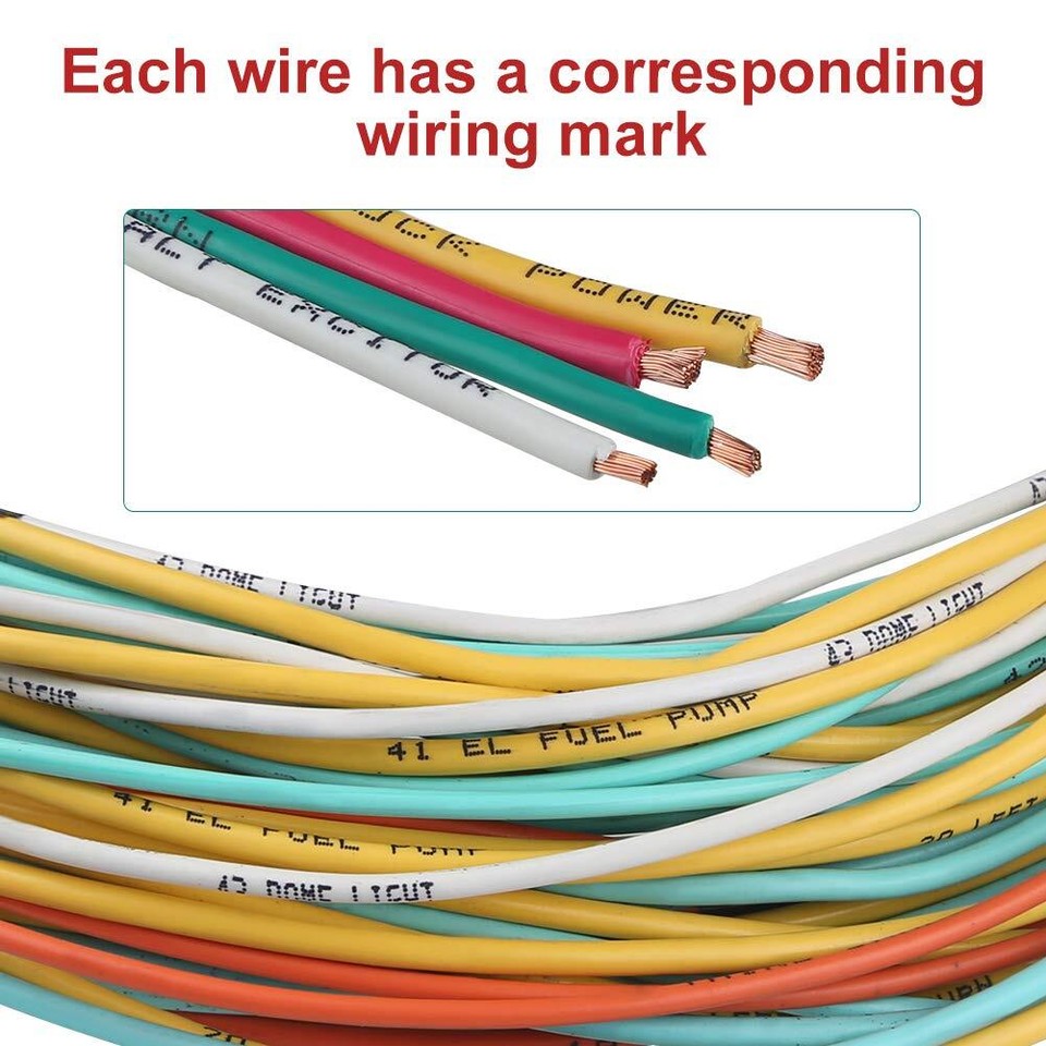 21 Circuit Wiring Harness Kit, Universal Extra Long Wire Harness ...