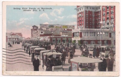 ATLANTIC CITY NJ Postcard ROLLING CHAIR PARADE Boardwalk NEW JERSEY ...