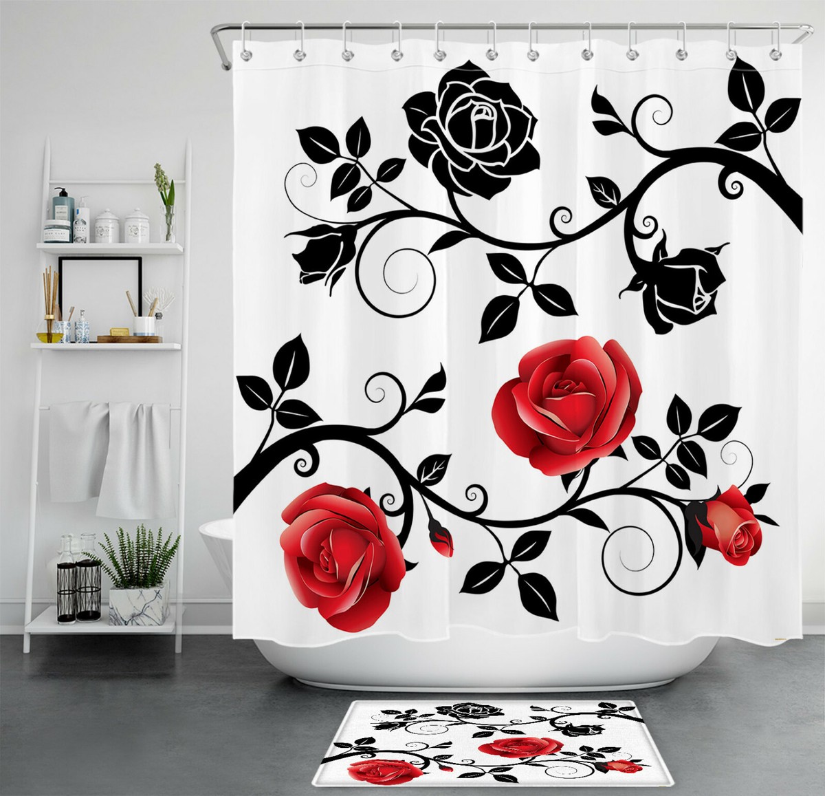 Red Rose Shower Curtain Loop Curtain Seduction 140 X 255 Cm Flower Red