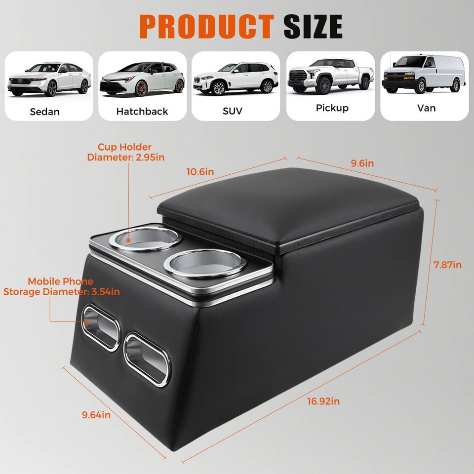 Universal Truck Seat Organizer with Cup Holders Rear Bench Seat Center ...