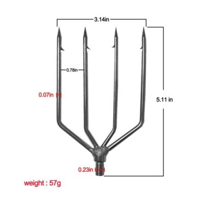 4-tine Fork 5.11in Stainless Steel Barb Fishing Retractable Handle ...