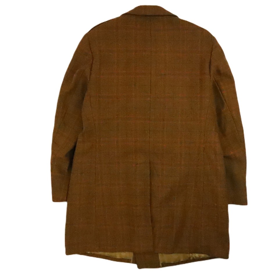 Vintage Cortefiel Wool Pea Coat Jacket Size 42 Plaid Double Breasted ...