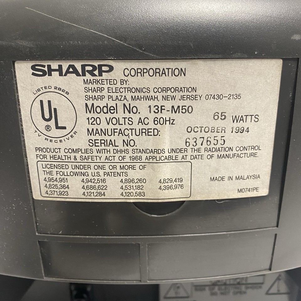 VINTAGE SHARP CRT RV 13F-M50 13" ANALOG COLOR TV Retro Gaming TV | eBay