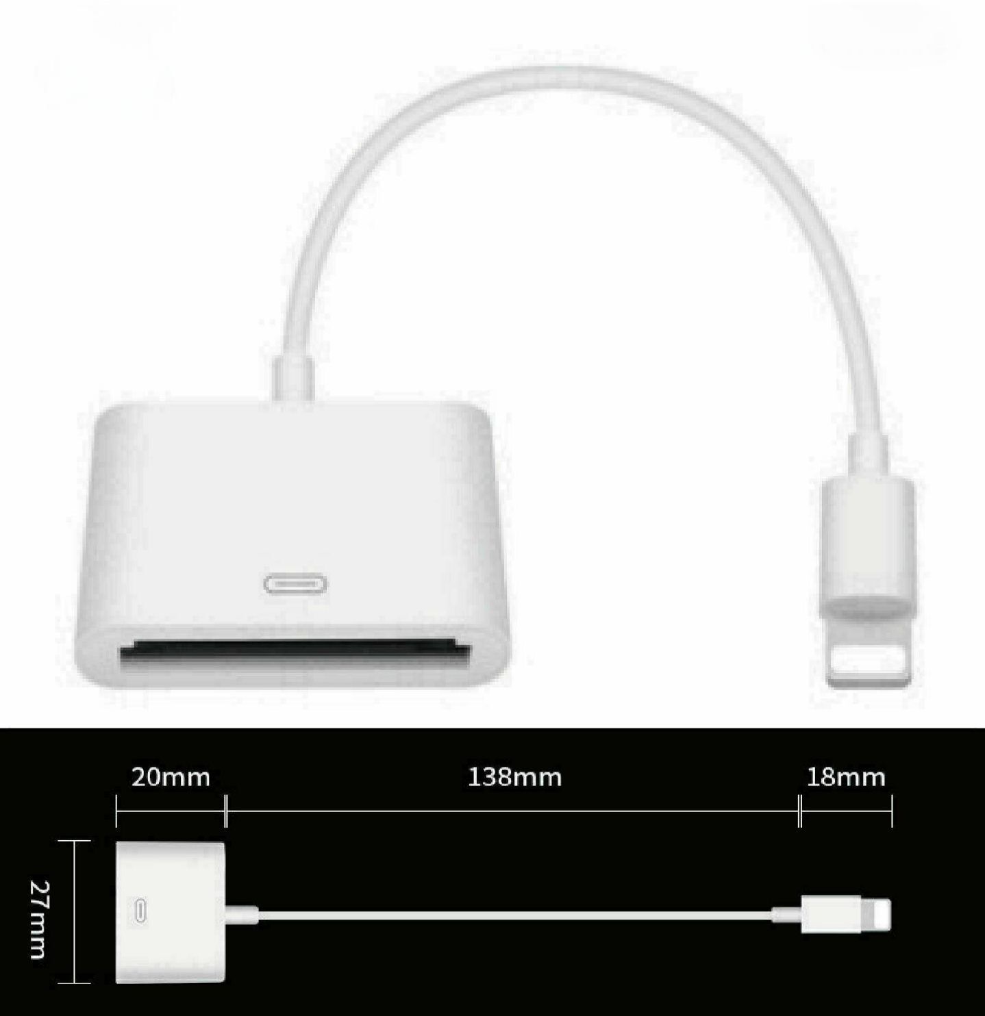 Apple 30 Pin Female to 8 Male Adapter for iPhone 13 12 11 10 9 8 7 6 5 ...