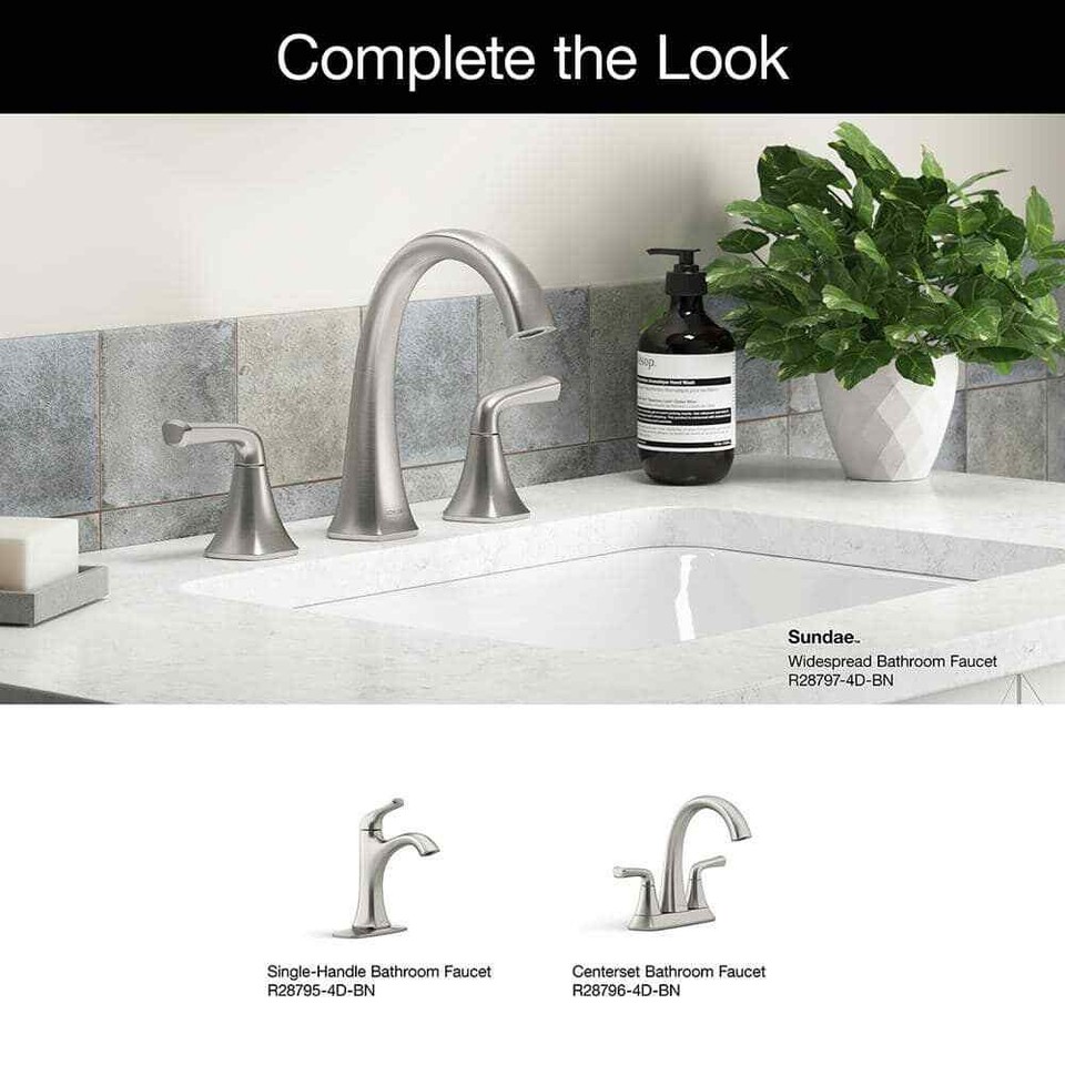 KOHLER Sundae 8 in. Widespread 2-Handle Bathroom Sink Faucet in Brushed ...