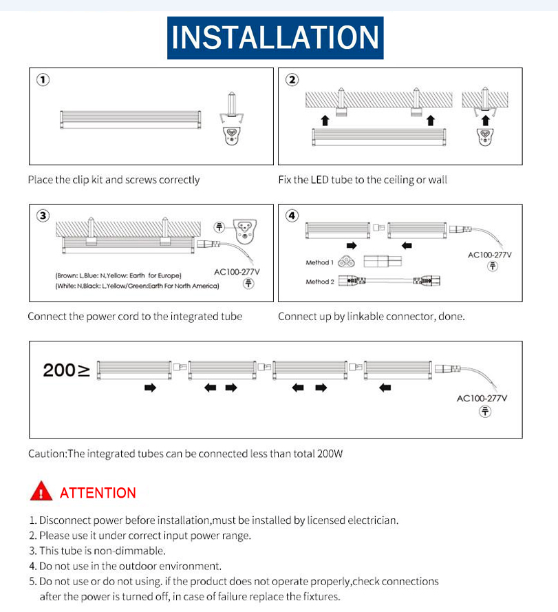 12Pack 8FT 72W T8 Integrated 8 Foot Led Tube Light 8' Led Shop Light ...