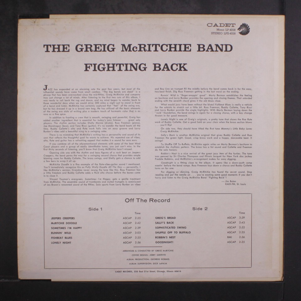 GREIG MCRITCHIE: fighting back CADET 12" LP 33 RPM | eBay