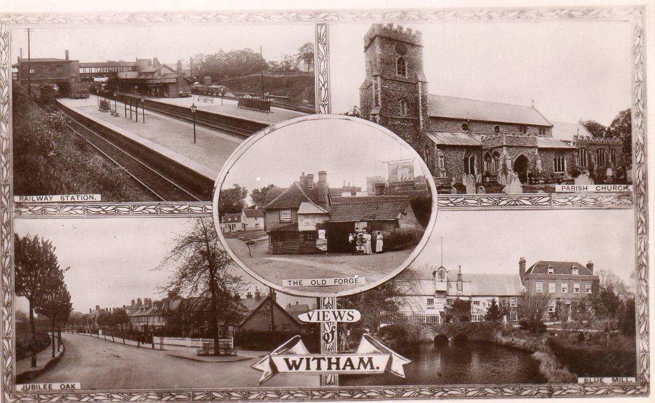 Witham Multi View Railway Station RP old pc used 1914 WHS Kingsway ...