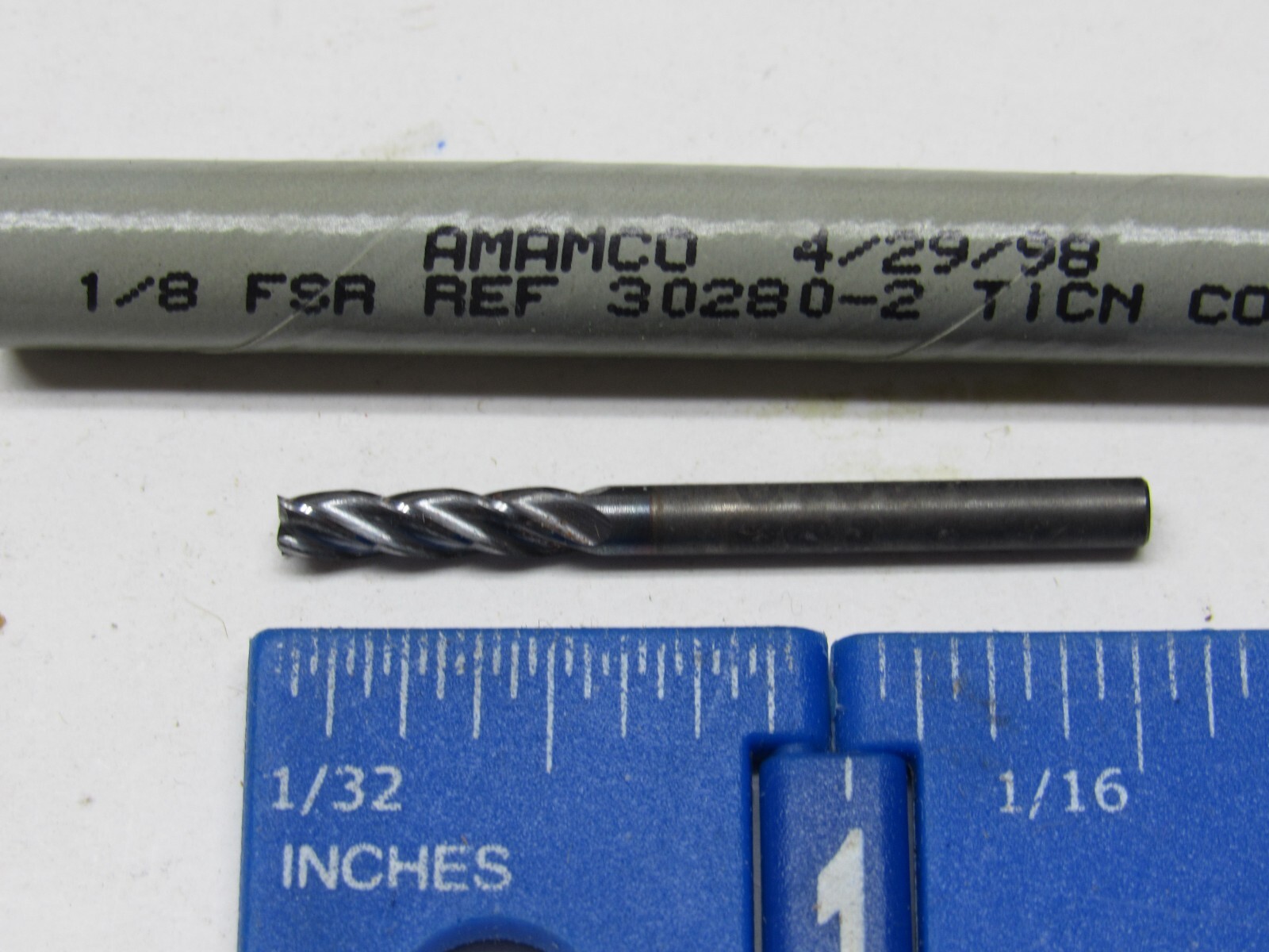 AMAMCO 1/8" 4-FLUTE SINGLE END CC SOLID CARBIDE TIALN COATED END MILL ...