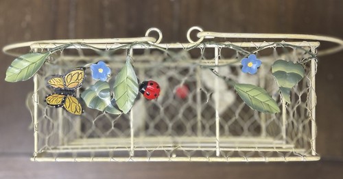 Beautiful decorative metal kitchen basket with Lady Bugs, Butterflies ...