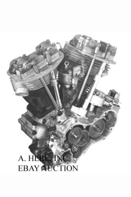 Harley-Davidson Panhead Big Twin engine press drawing photo photograph ...