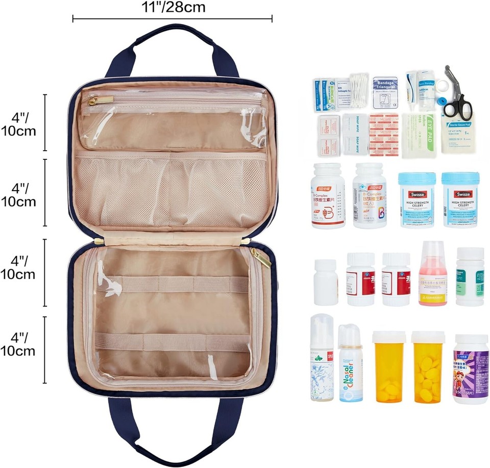 Travel Pill Bottle Organizer - Medicine Storage Bag with Multiple ...