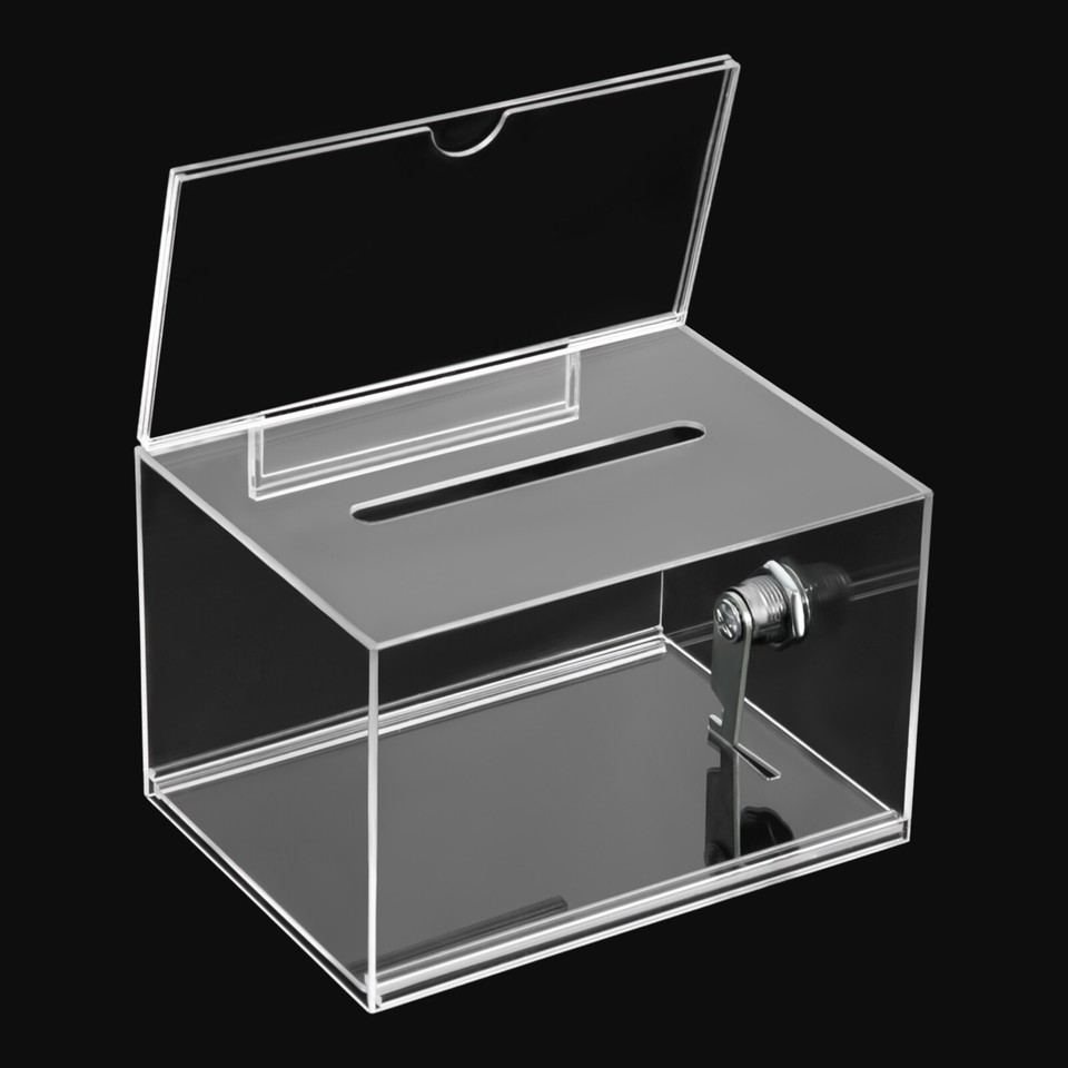 9PCS Clear Donation Box With Lock Ballot Suggestion Tips Charity ...