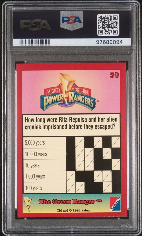 1994 Power Rangers Series 2 Wal-mart Jumbo -The Green Ranger #50 - PSA ...
