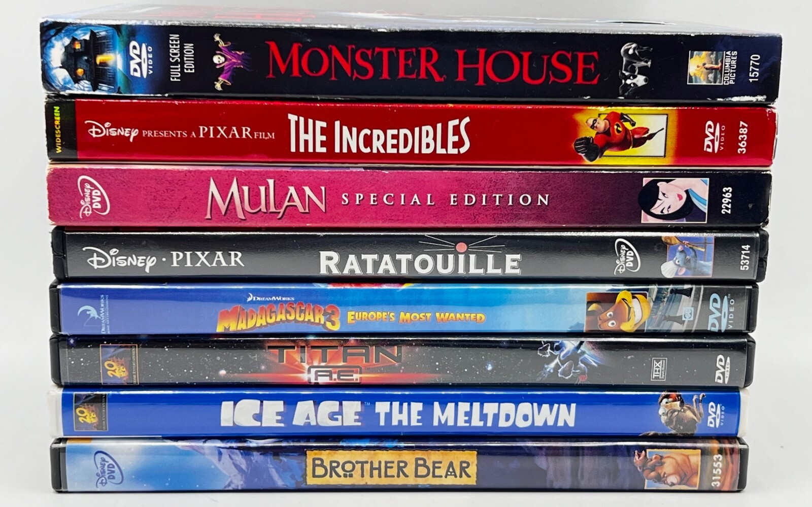 Animated/Cartoon DVD Lot of 8, Incredibles, Monster House, Ratatouille ...