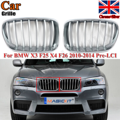 1PAIR FOR BMW F25 X3 F26 X4 2010-2014 FRONT KIDNEY GRILLE GRILLS CHROME ...