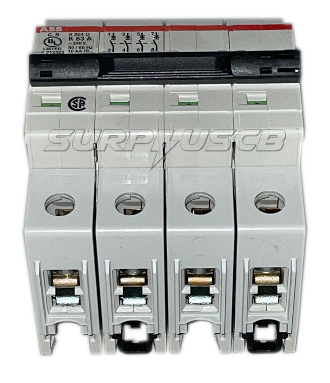 ABB S204U-K63 Circuit Breaker, K-Curve, 63 Amp, 240Vac, 4-Pole, DIN Rail Mount | eBay