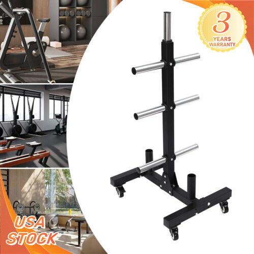 Bumper Weight Plate Tree Rack Olympic Barbell Bar Stand Holder ...