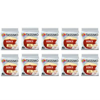 Tassimo Coffee Pods Kenco Flat White 10 Packs (Total 80 Drinks ...