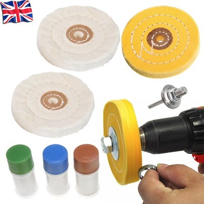 7PCS Metal Cleaning Polishing Buffing Wheel & Compound Polish Kit Set ...