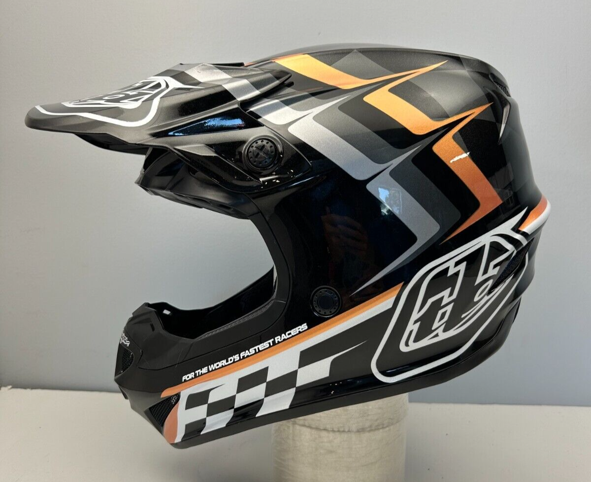 Troy Lee SE4 Warped Dirt Bike Helmet | Black/Copper | S | DOT Approved ...