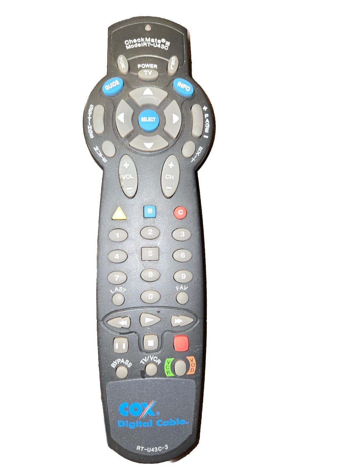 COX Cable CheckMate III Remote Control - Cox RT-U43C3 for sale online ...