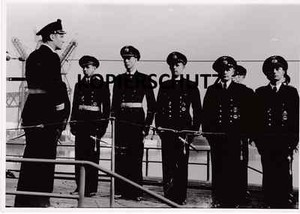 U-BOOT-KRIEG ORIGINALFOTO U 861 KOMMANDANT INDIENSTSTELLUNG DES BOOTES ...