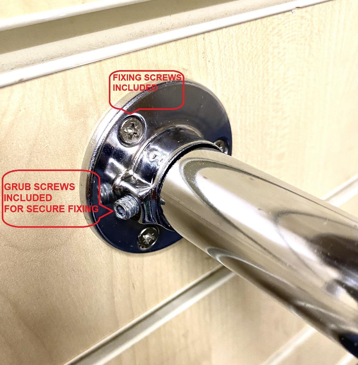 Wardrobe Rail Pole Socket End Support Bracket Rings Chrome Plated 25mm ...