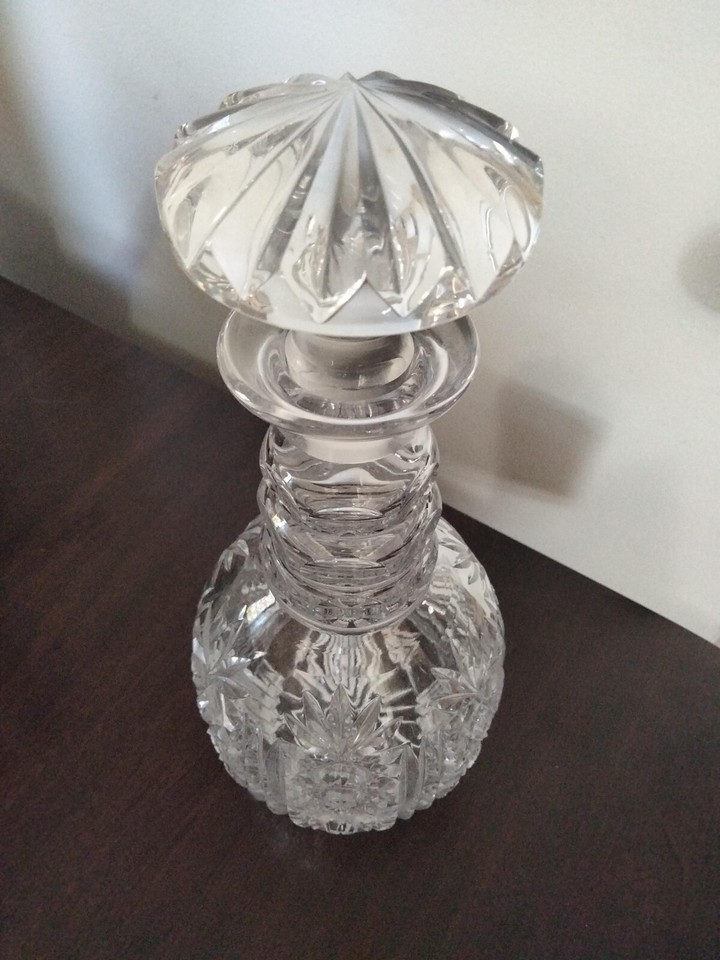 Vintage Crystal Decanter brilliant Cut Glass Ring Neck | eBay