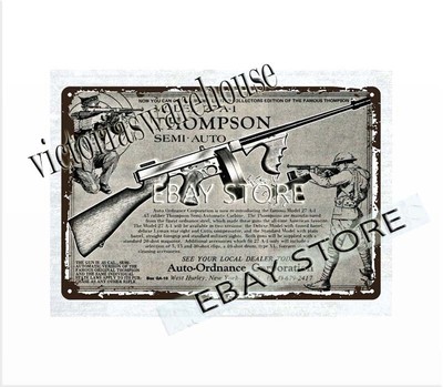 outdoor art stores plaque 1975 THOMPSON Semi-Auto Carbine metal tin ...