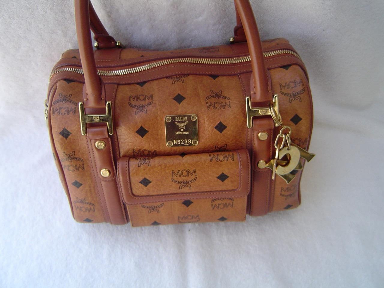 AUTHENTIC MCM COGNAC SIGNATURE LEATHER SMALL SATCHEL … - Gem